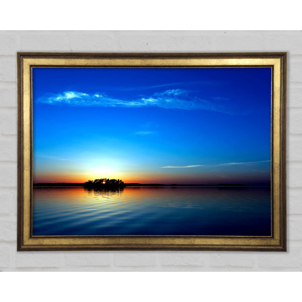 Haus am Meer Blauer Sonnenuntergang Gerahmter Druck | Wayfair.de